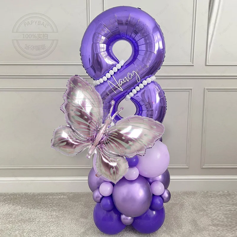 32pcs-Purple-Number-32inch-with-3D-Butterfly-Theme-Balloon-Air-Column ...