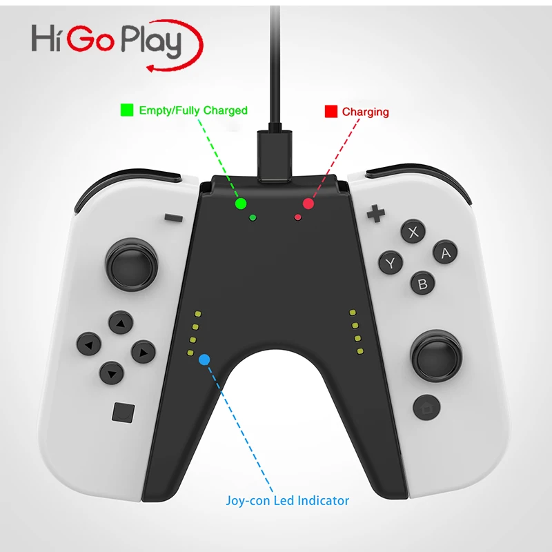 Higoplay 2 In 1 V Shaped Charging Grip With Type-c Port Usb Charger For ...