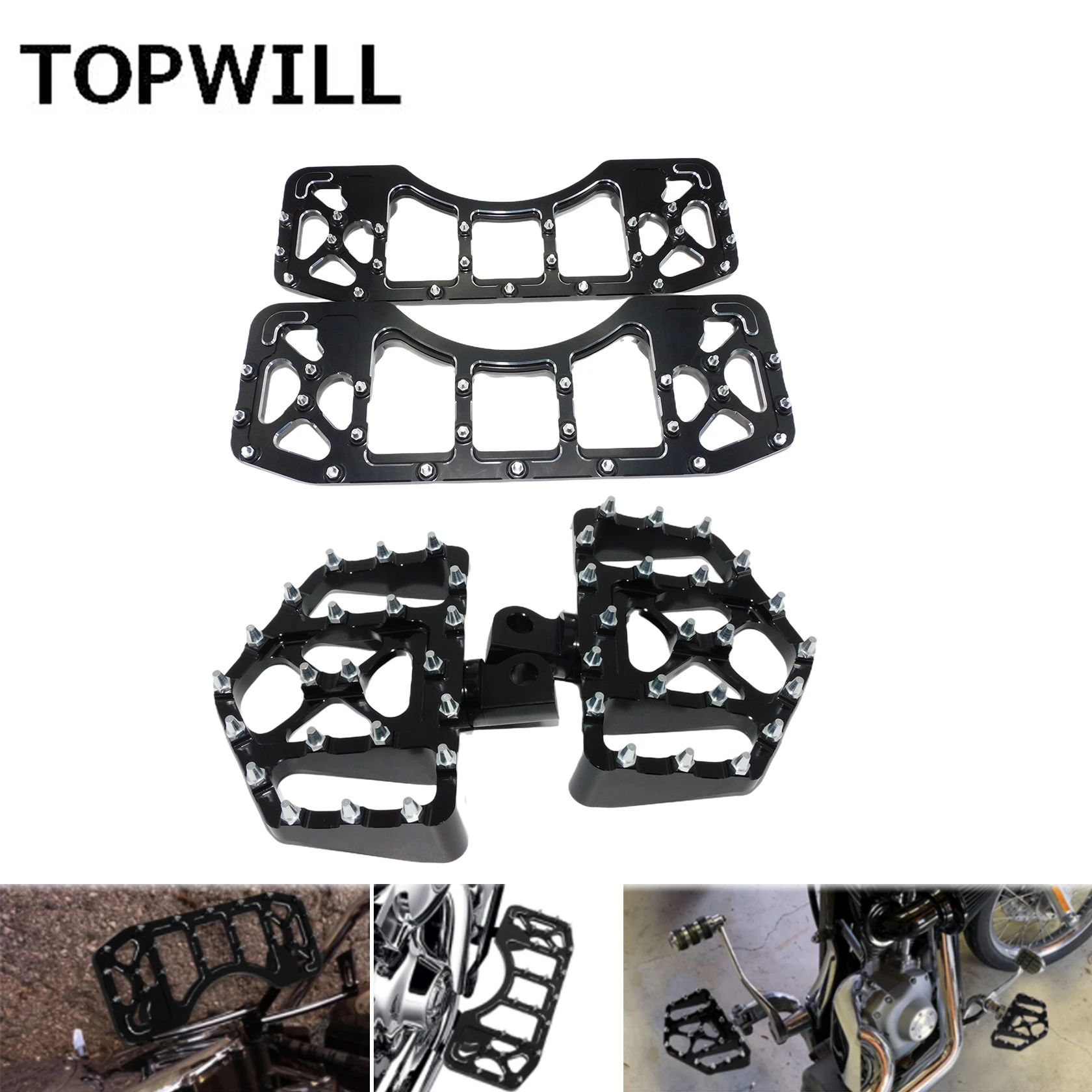 Motorcycle Driver Floorboards Footrest Pedals Front Wide Foot Pegs For ...