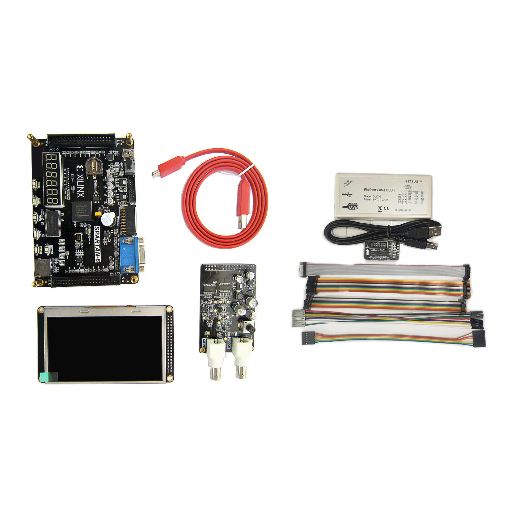 FPGA Development Board Xilinx Spartan-6 XC6SLX16 XC6SLX19 Card + AD/DA +4.3 inch LCD TFT + USB ...