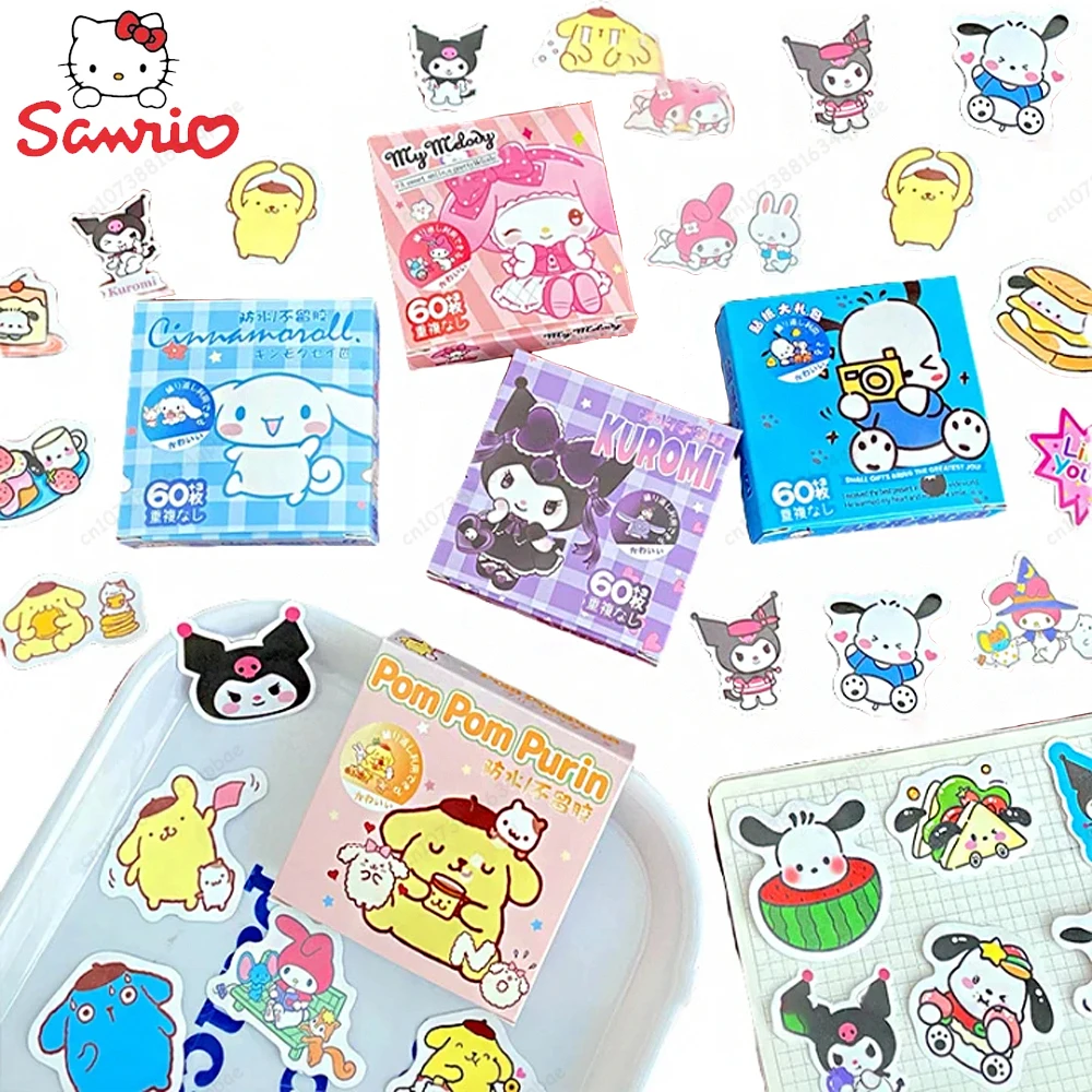 MINISO-60Pcs-Box-Anime-DIY-Stickers-Kawaii-Sanrio-Hello-Kitty-Kuromi ...