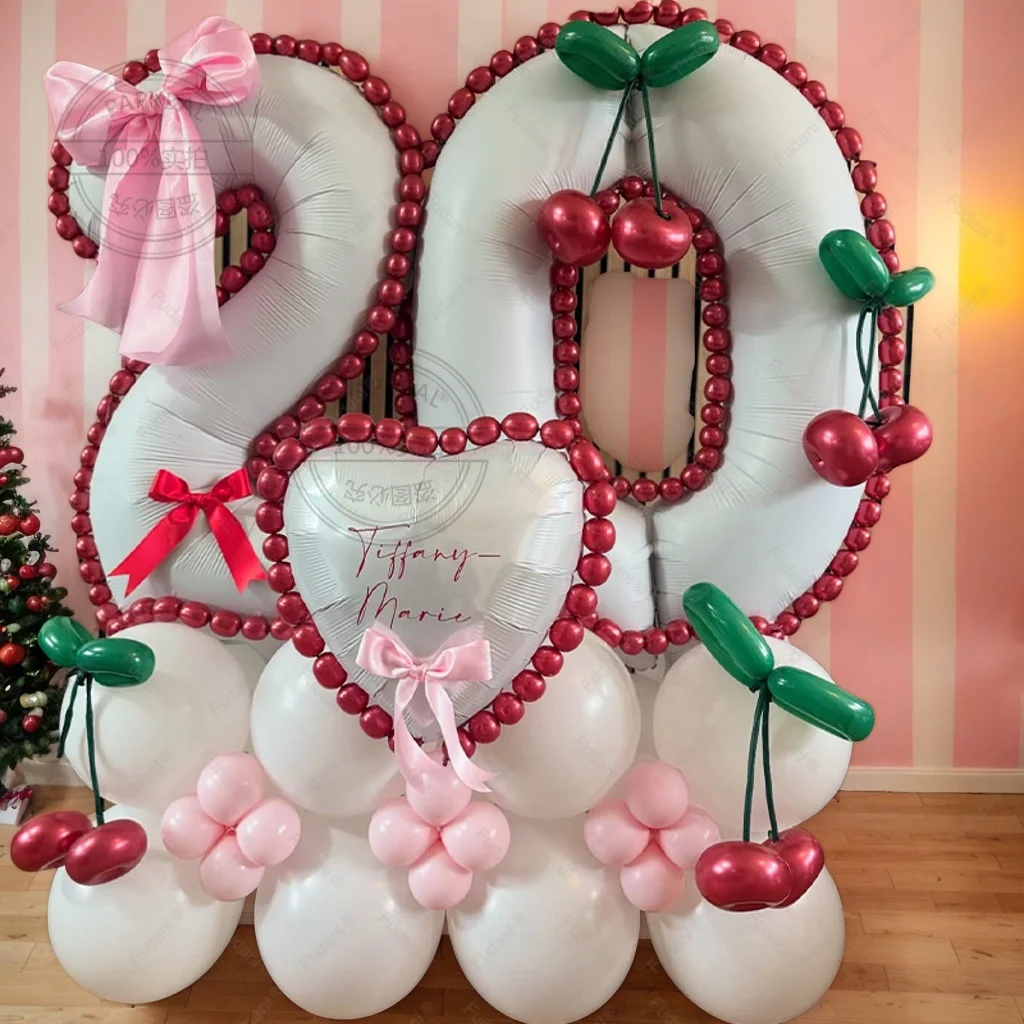 48Pcs Cherry Balloon Garland Arch Kit Red Pink Cream Latex Ball Wedding ...