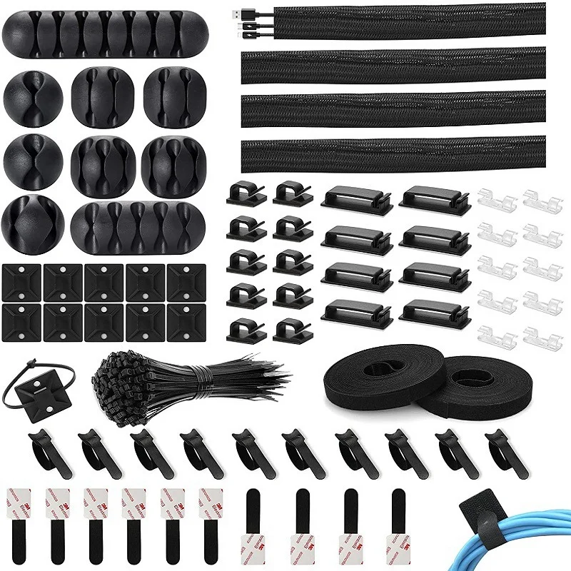 173-PCS-Cable-Management-Kit-Include-Organizer-Sleeve-Cord-Clips-Cable ...
