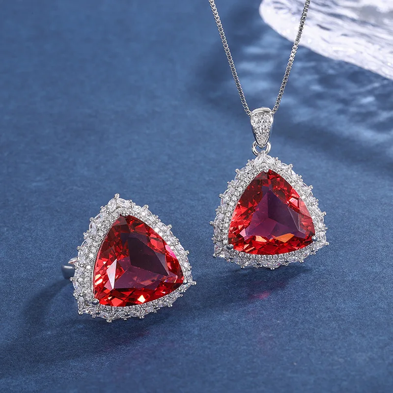 Natural-Red-Ruby-Copper-Necklace-Pendant-Ring-Luxury-Jewelry-For-Women ...