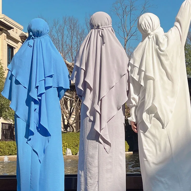 Islamic-Clothing-Women-Muslim-Plain-2-Layers-Khimar-Hijab-Scarf ...