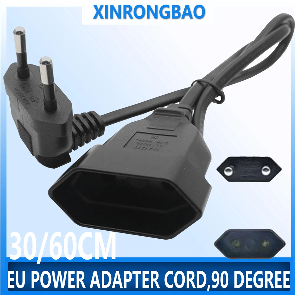 1PCS-EU-Power-Adapter-Cord-90-Degree-Angled-European-Round-2Pin-Male-to ...