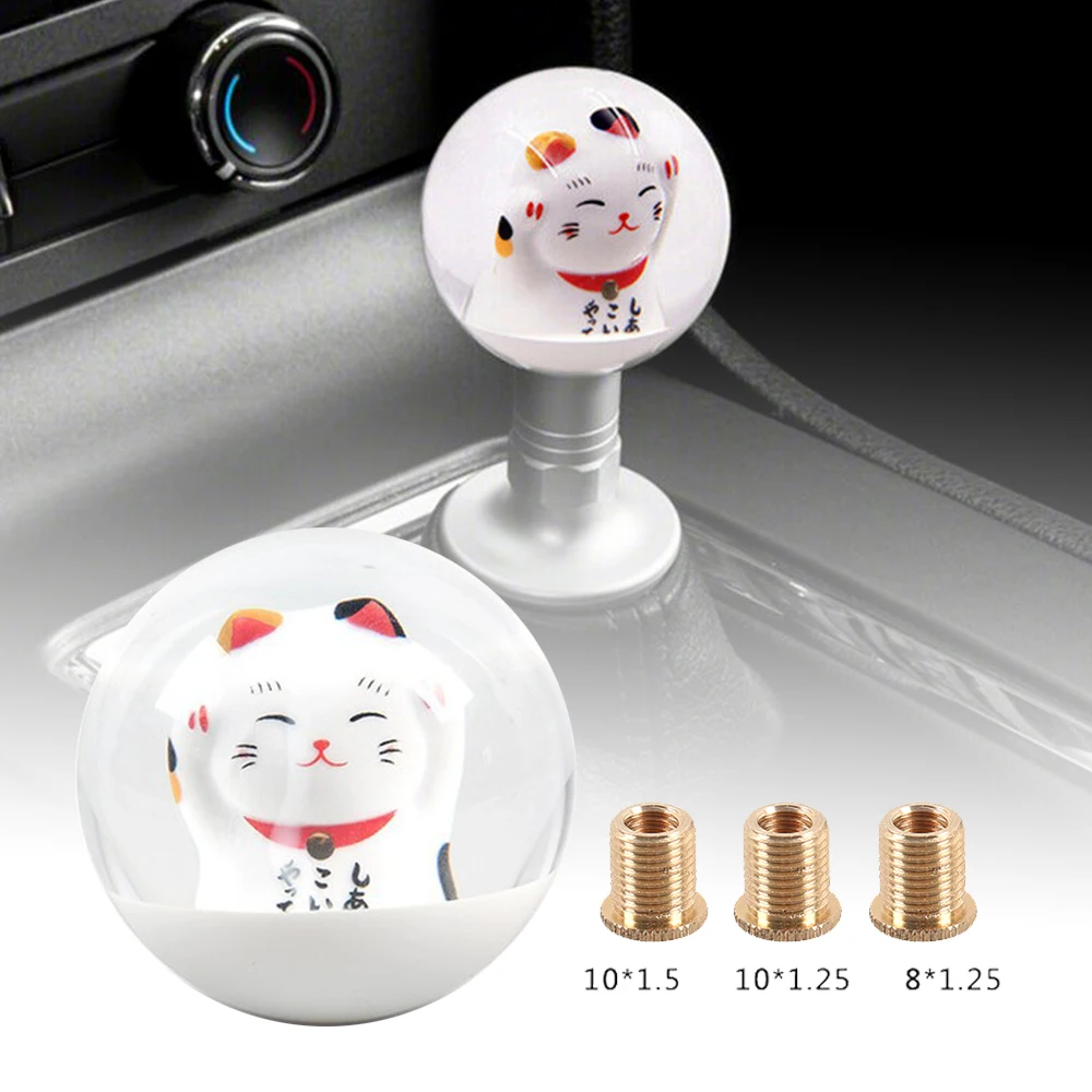 Universal-65MM-JDM-Lucky-Cat-Shift-Knob-Transparent-Round-Shifter-With ...