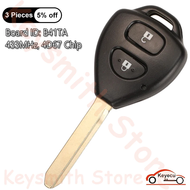 KEYECU-2-Buttons-433MHz-4D67-Chip-for-Toyota-RAV4-2006-2007-2008-2009 ...