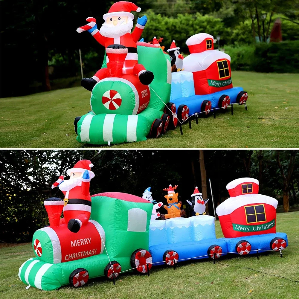 Christmas-Inflatable-Train-with-Colorful-Lights-Santa-Claus-Penguin-Elk ...