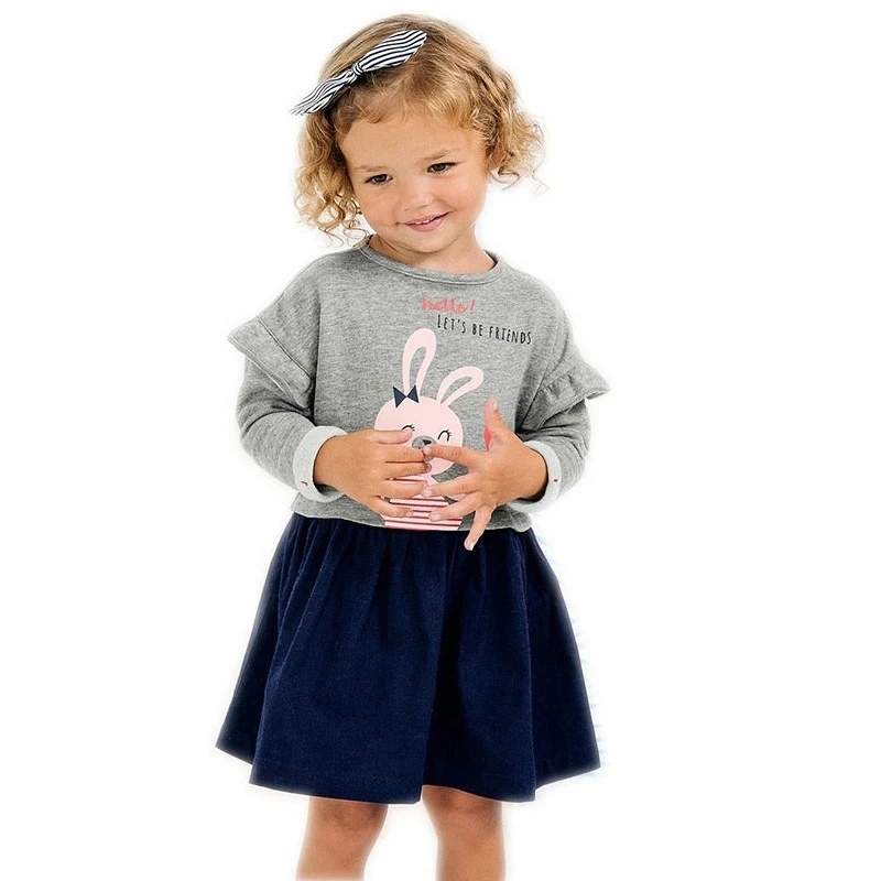 Rabbit Child Long Sleeve Dress | Dress Spring Autumn Blue Girl - 1-5 ...
