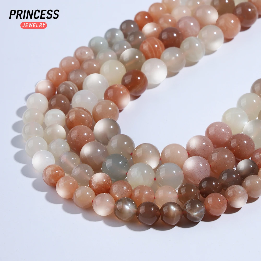 A++ Natural Gradient Colorful Moonstone 8 10mm Loose Gemstone Beads for ...