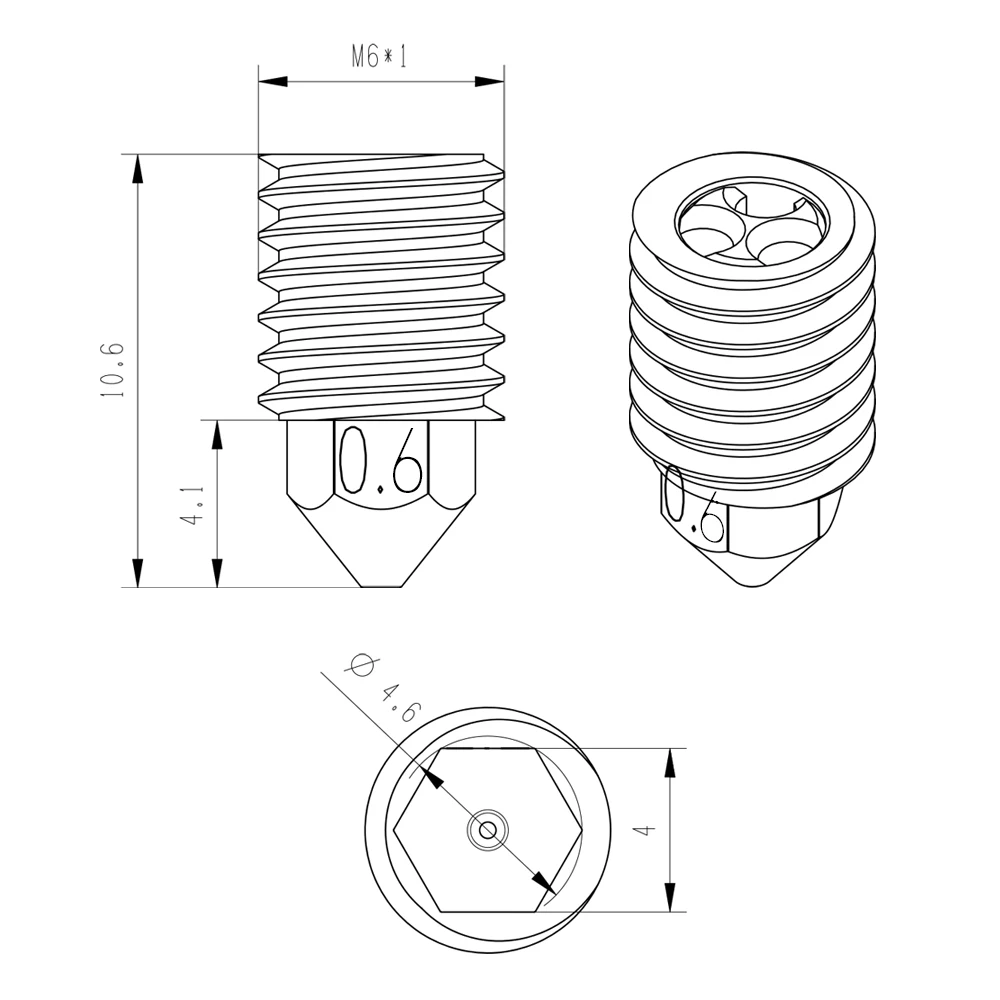 Buse Cht V6 MK8 en acier dur E3D v6 Clone CHT haut débit pour bambu lab ...