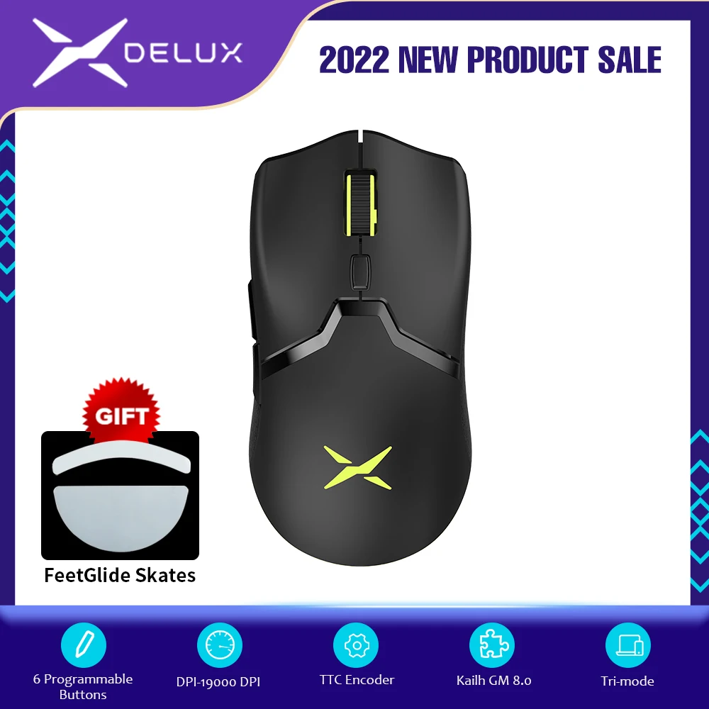 Delux-M800PRO-PAW3370-RGB-Optical-Wireless-Gaming-Mouse-19000-DPI-Wired-Programmable-Ergonomic ...