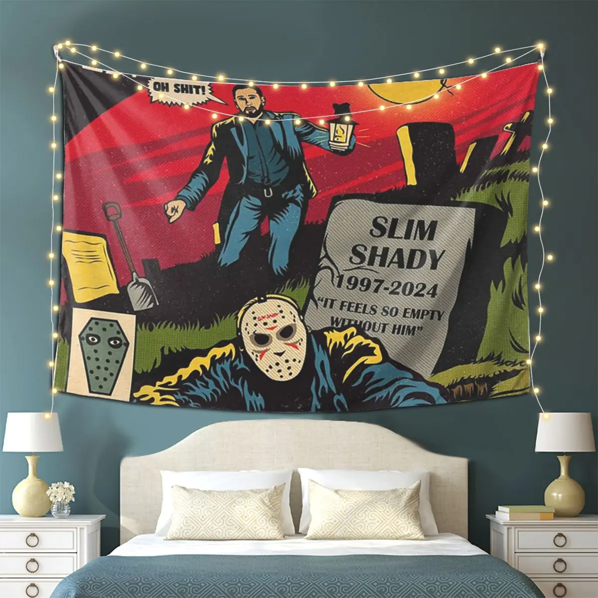 The Death Of Slim Shady Eminem Tapestry Wall Hanging Aesthetic Home ...
