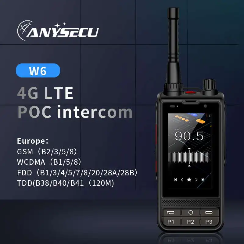 ANYSECU W6 PLUS UHF 4G POC Walkie Talkie Android 10 LTE/WCDMA/GSM GPS NFC IP68 Radio With ZELLO ...