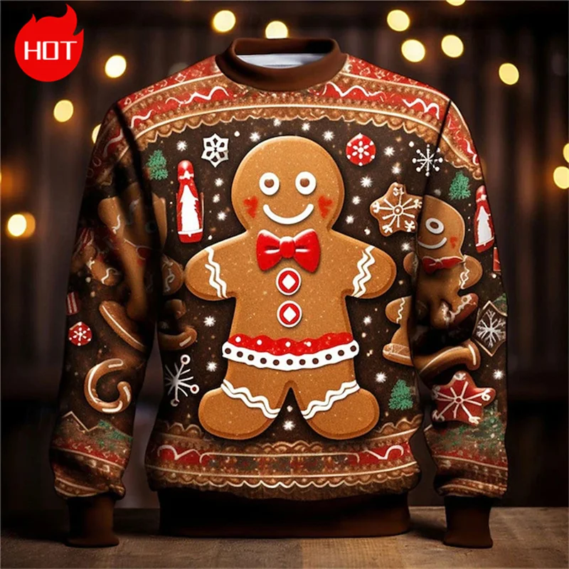 Gingerbread-Man-3D-Printing-Sweatshirts-Vintage-Happy-Christmas-Graphic ...
