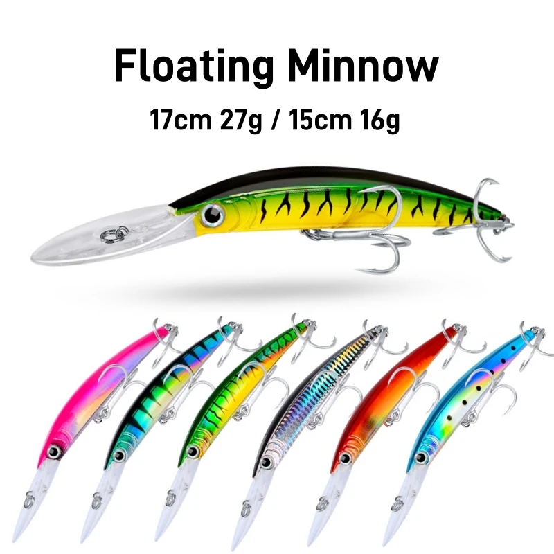1PC-Big-Catch-Fishing-Lures-10-Colors-17cm-27g-Minnow-Plastic-Hard ...