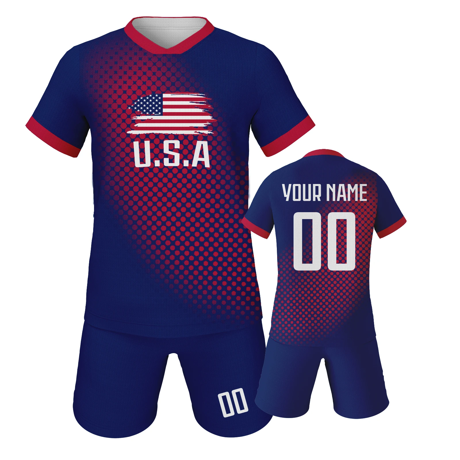 USA Kids Football Set Custom Soccer Jersey Shorts Personalized Name ...