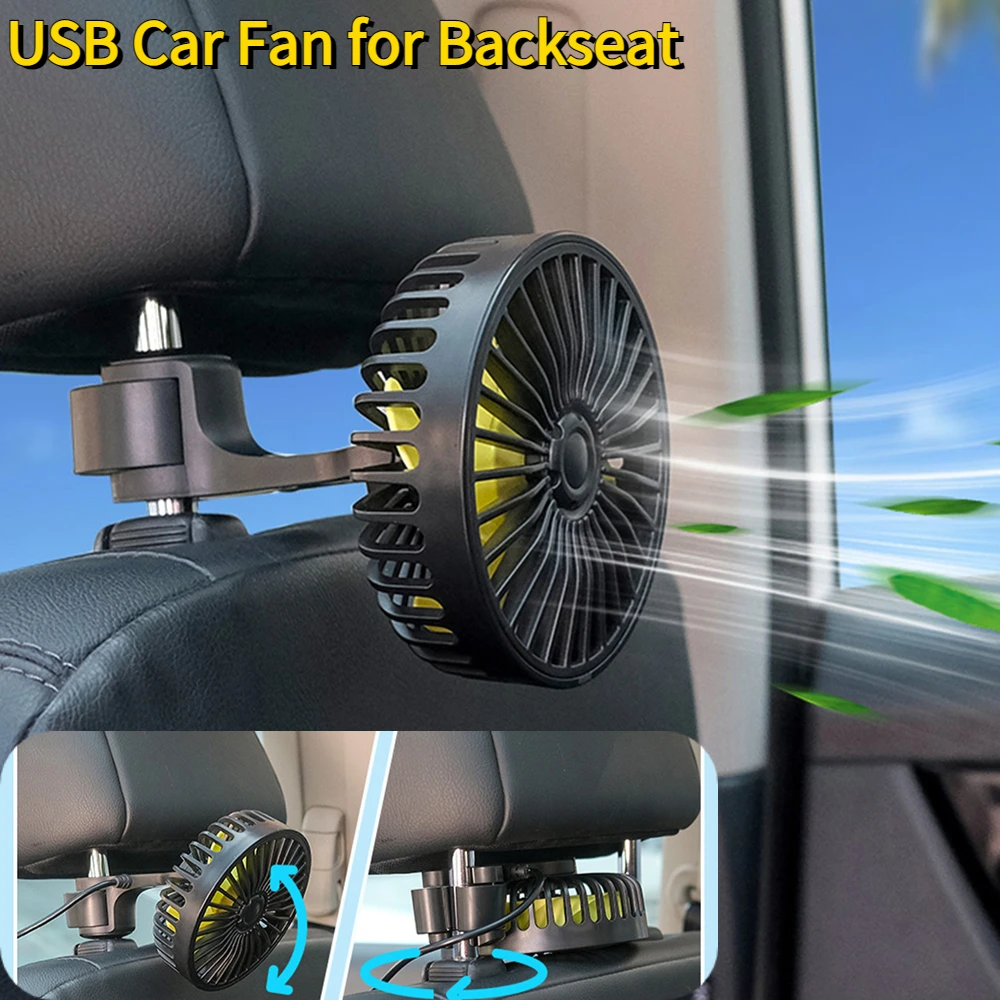 뒷좌석 아기를 위한 Usb 자동차 팬 트럭 밴 Suv 차량용 Usb 충전 케이블이 있는 3 가지 속도 자동차 팬 접이식 여름