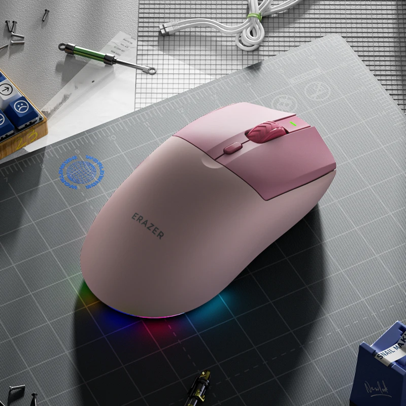 ERAZER-White-Wireless-Gaming-Esports-Mouse-69g-26000DPI-6-Buttons ...