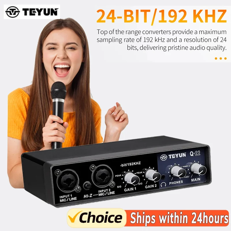Teyun-Q22-Audio-Interface-Sound-Table-Live-Recording-of-Electric-Guitar ...