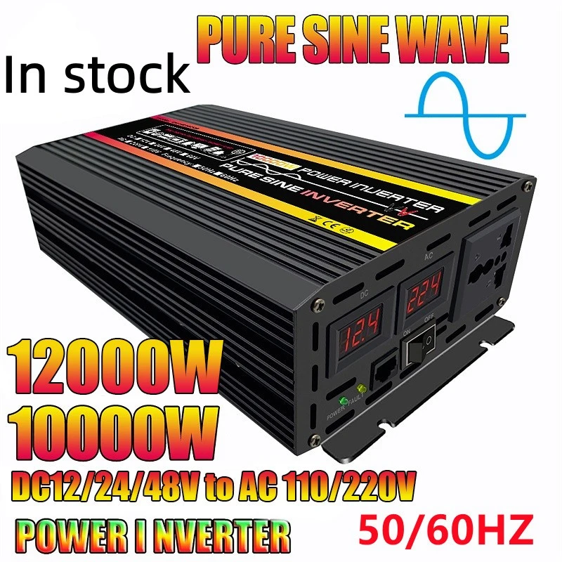 8000/10000W LCD Display Solar Power Inverter 12V 24V 48V to 110V/220V ...