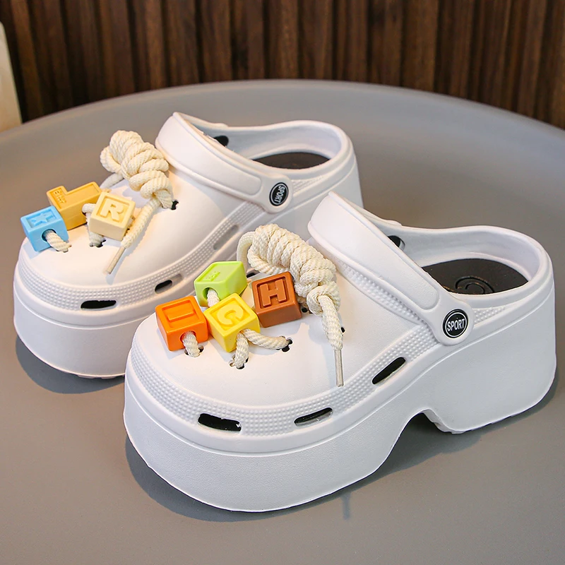 Diy-Clogs-Fashion-2024-Summer-New-Chunky-Platform-9-cm-Heels-Eva ...