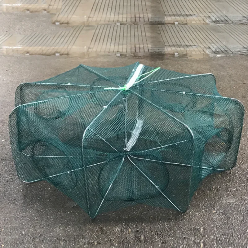 6/8/10 Holes Mesh Portable Fishing Net Cage Folding Crayfish Catcher ...