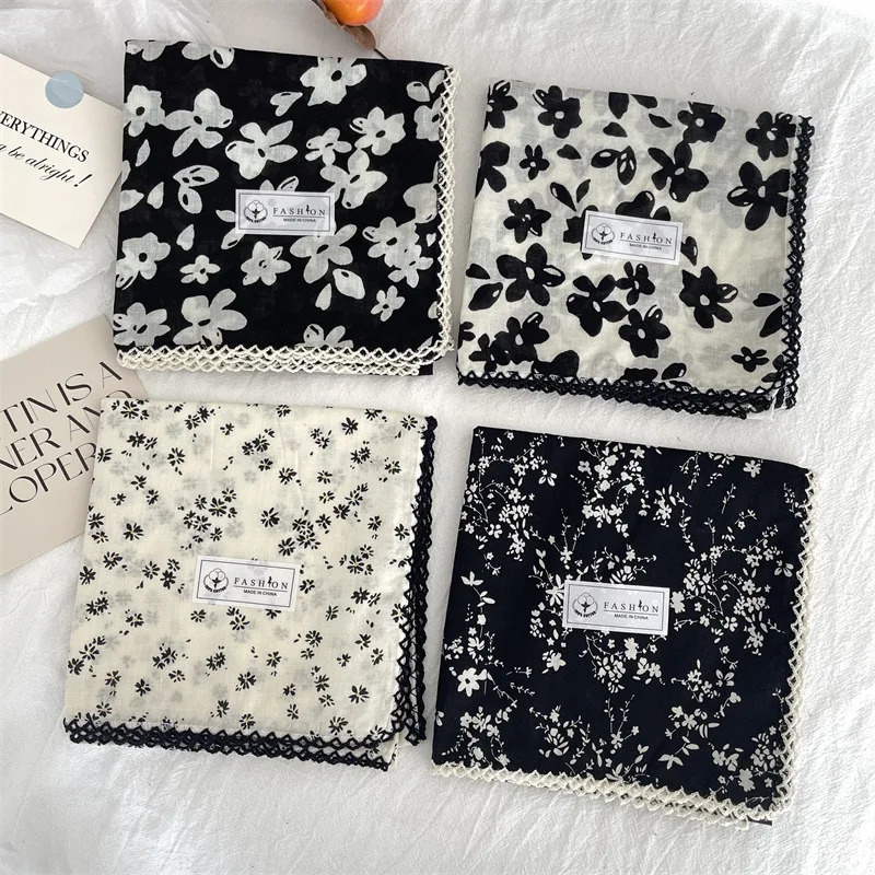 Floral-Print-Handkerchief-Small-Hijab-Cotton-Head-Scarves-Women-Square ...