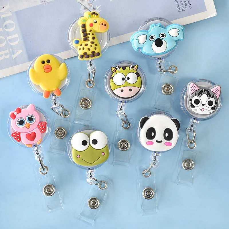 1 Piece Lovely Cartoon Animals Retractable Nurse Doctor Badge Reel ...