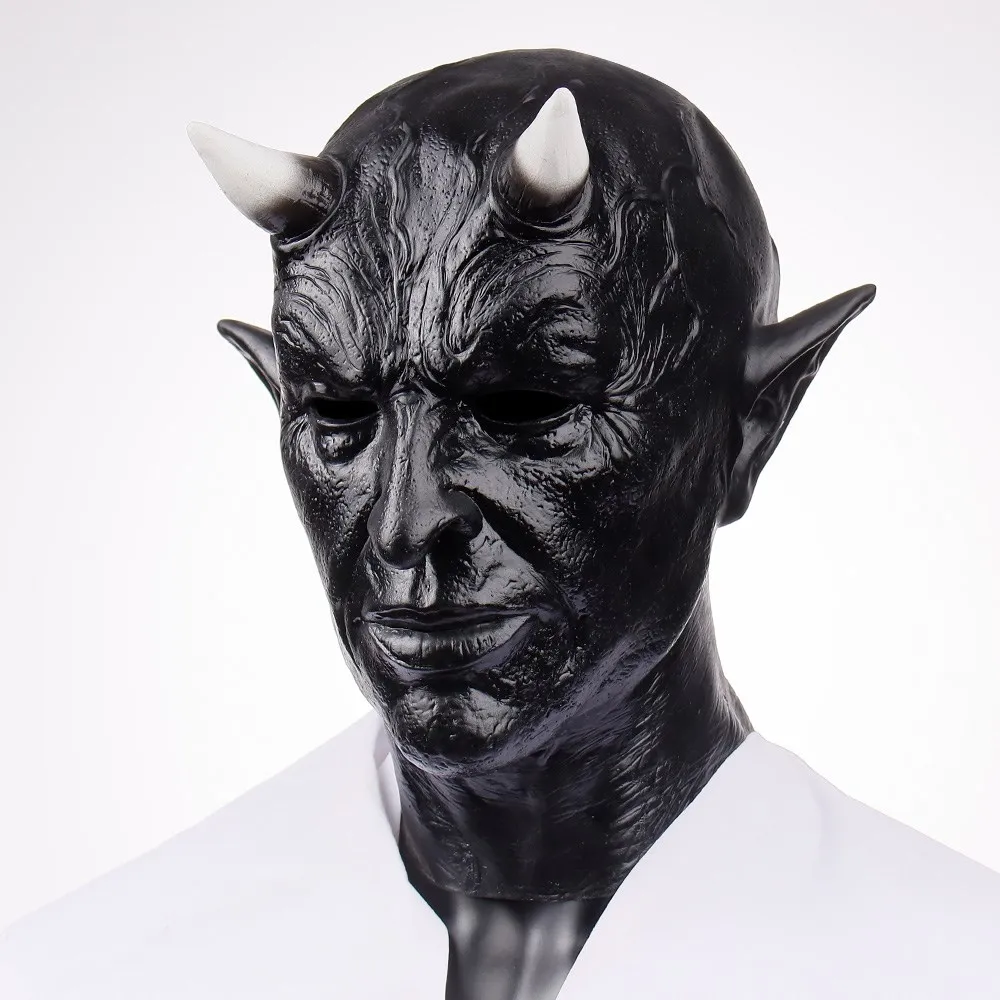 Mephistopheles Mask Horror Demon Horn Mask Cosplay Devil Killer Latex ...