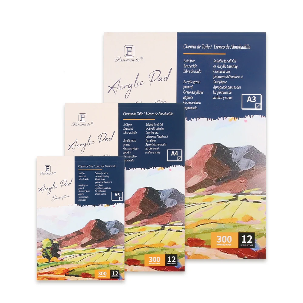 Acrylic-Paints-Pads-12-Sheets-300gsm-Glue-Bound-Acid-Free-Painting ...