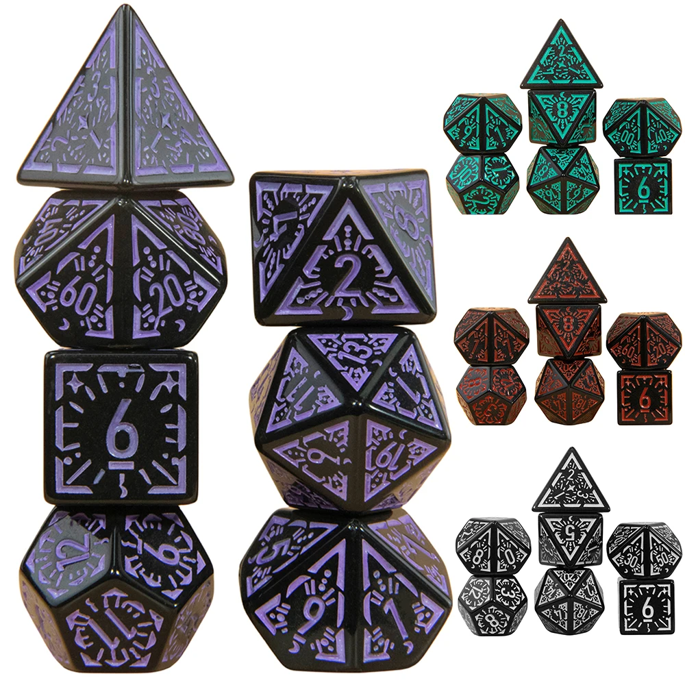 Polyhedral-Dice-Set-para-Boardgame-DND-Carving-Pattern-Dice-Acess-rios ...