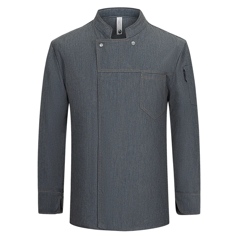 Uniforme-feminino-de-chef-de-manga-comprida-casaco-cinza-do-cozinheiro ...