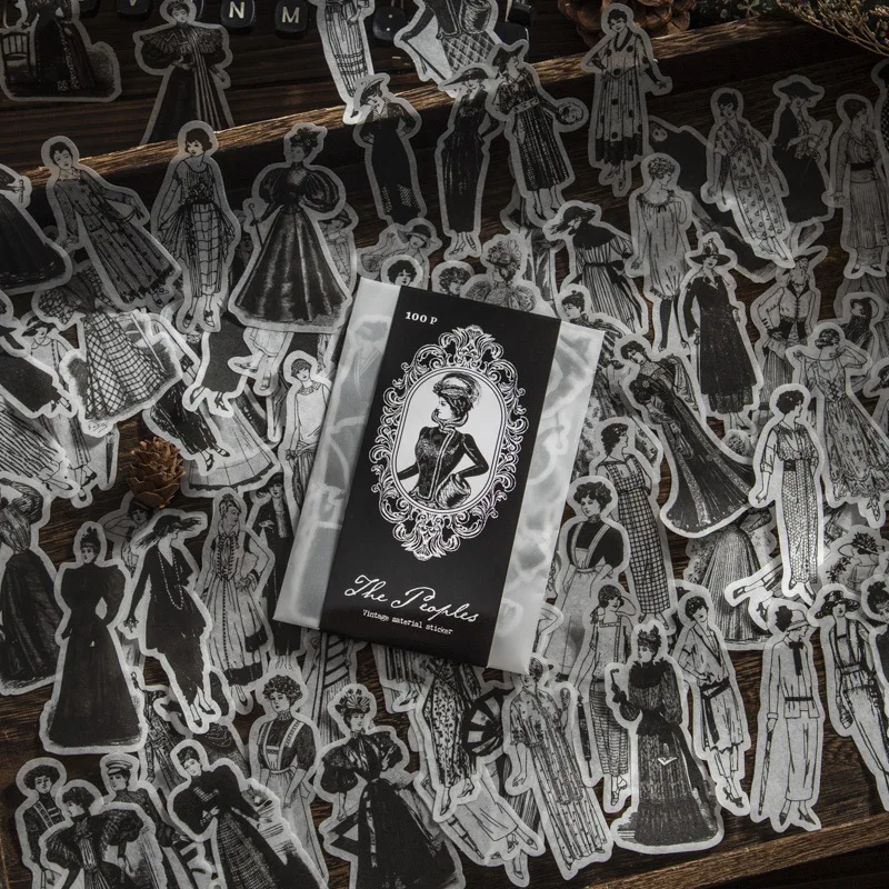 100pcs Vintage European Characters Decorative Stickers Pack Diy ...