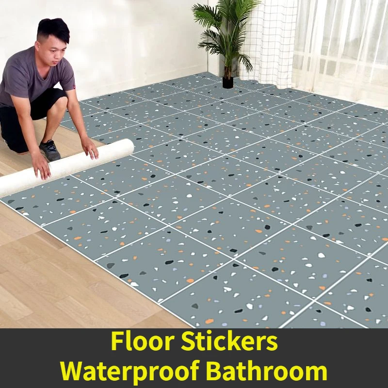 Self-adhesive-Bathroom-Toilet-Waterproof-Floor-Sticker-Kitchen-Oil ...