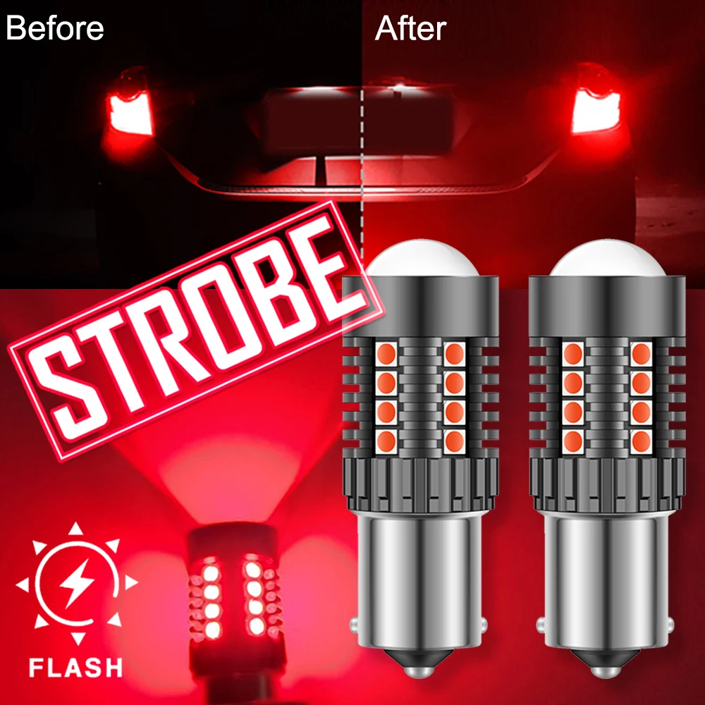 2x Strobe Flash 1157 BAY15D P21/5W LED Auto Brake Lights 3030SMD LED ...