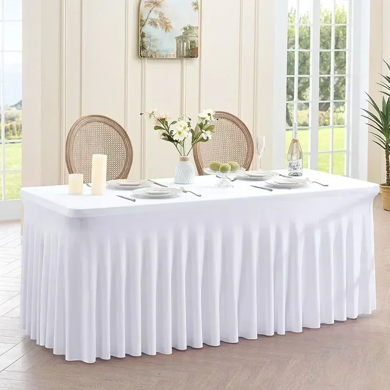 2/4/6pcs 6FT One-Piece Stretch Table Cover Hotel Banquet Wedding Party ...
