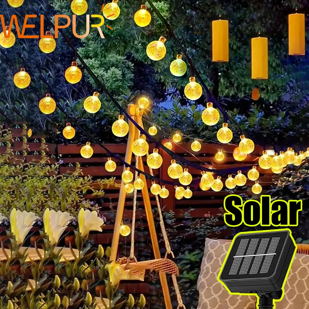 Solar String Lights Outdoor Bubble Ball Lighting String 8 LIghting ...