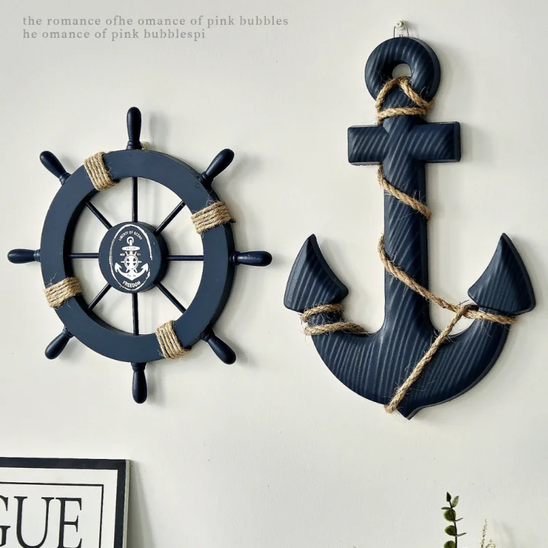 2 pçs/set estilo mediterrâneo leme de madeira pingente decoração para ...