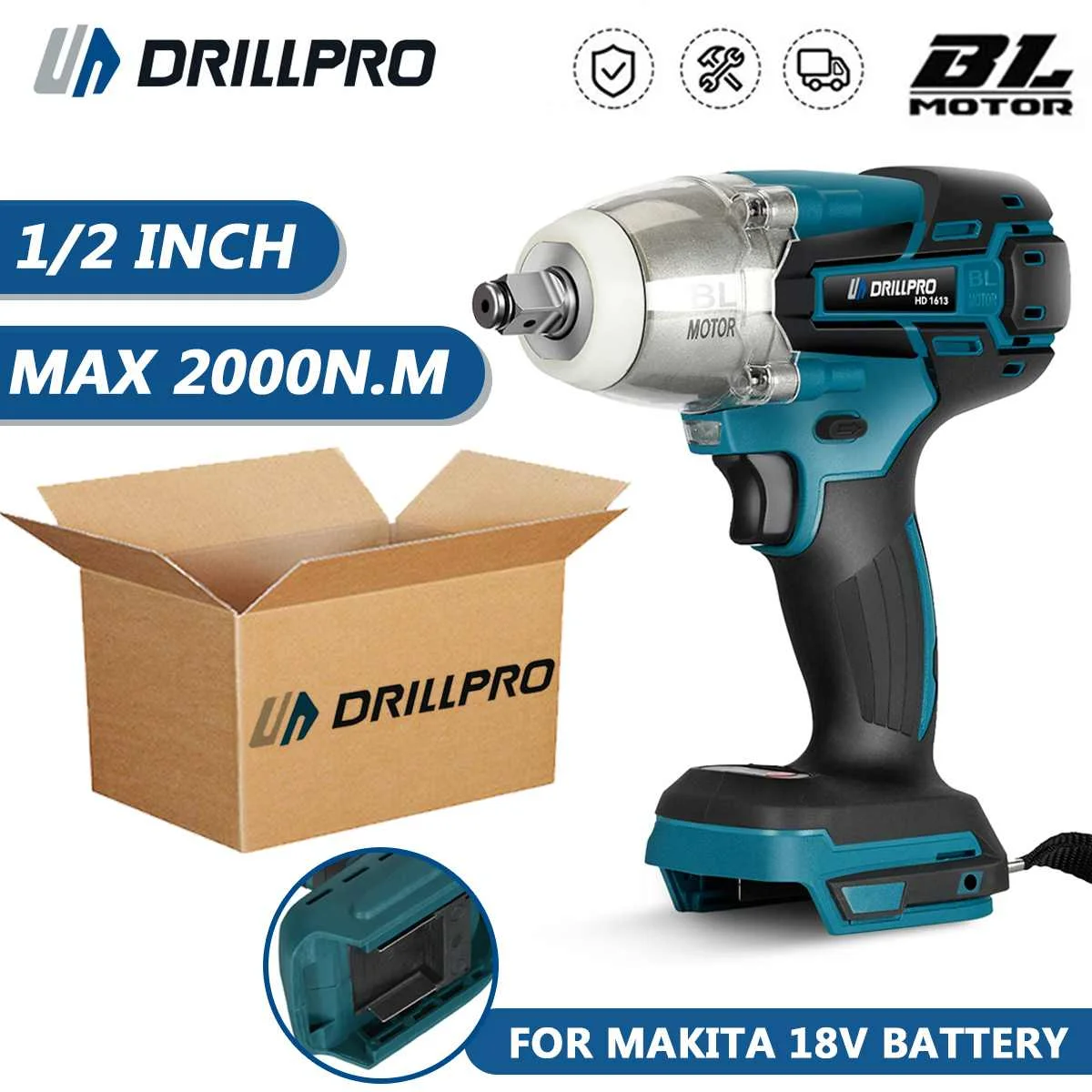 Drillpro-2000N-M-Brushless-Impact-Electric-Wrench-2350RPM-1-2-inch ...