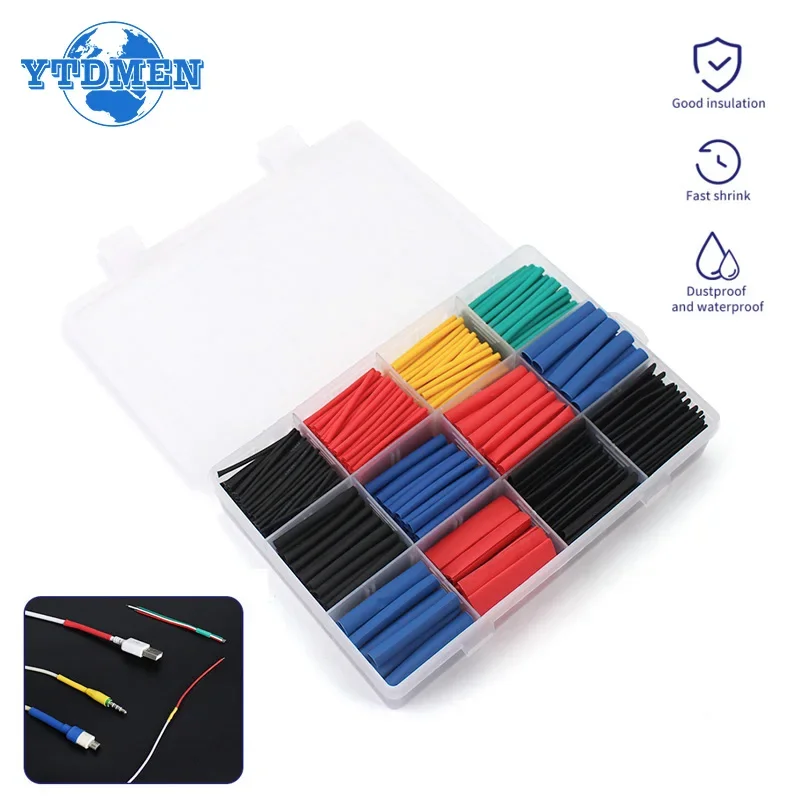 750PCS-Thermoresistant-Tube-Heat-Shrink-Tubing-Kit-2-1-Insulation-Heat-Shrinkable-for-Cables-DIY ...