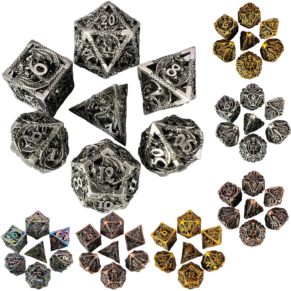 Hollow-Dragon-Metal-Polyhedral-Dice-Set-7pcs-for-RPG-Role-Playing-Games ...