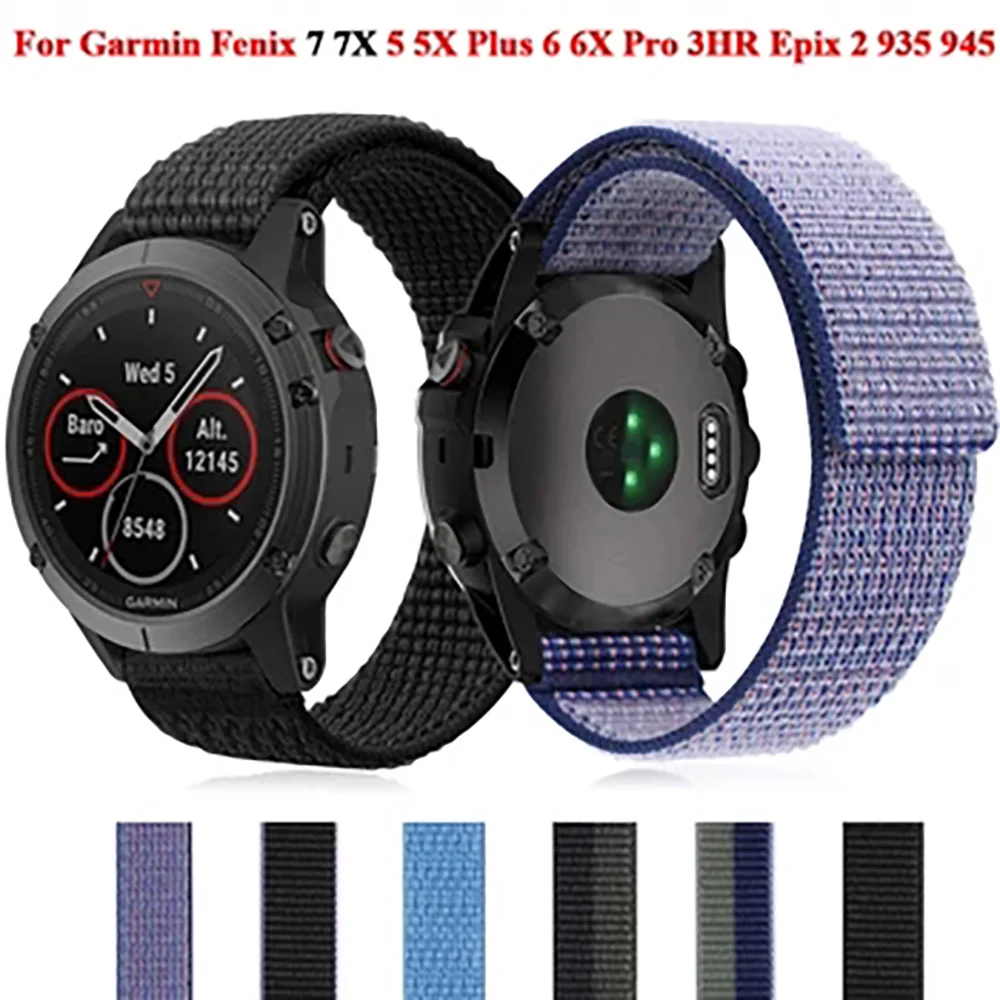 22mm-26mm-Hook-Loop-Nylon-Watch-Band-Strap-For-Garmin-Fenix-7X-7-Pro-6 ...