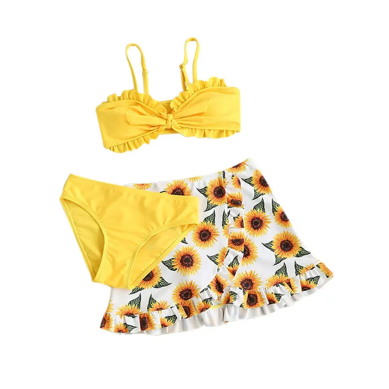 Solid-Color-Ruffle-Girls-Split-Swimwear-Three-piece-Children-s-Swim ...