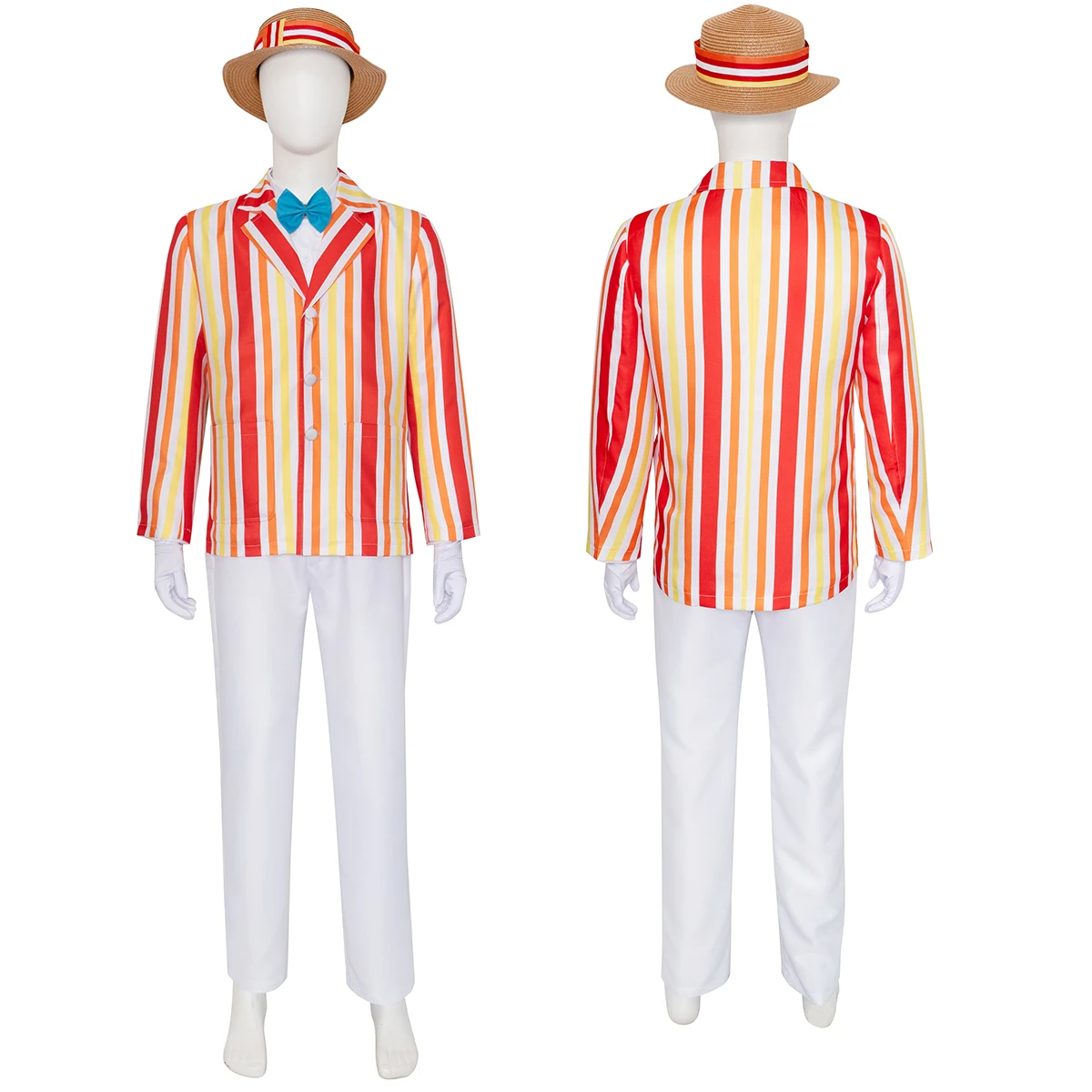Mary Poppins Bert Cosplay Costume Jolly Holiday Rainbow Suit Striped ...