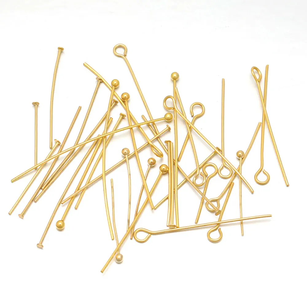 100-50Pcs-Stainless-Steel-Heads-Eye-Flat-Head-Pin-Gold-Color-Ball-Head ...