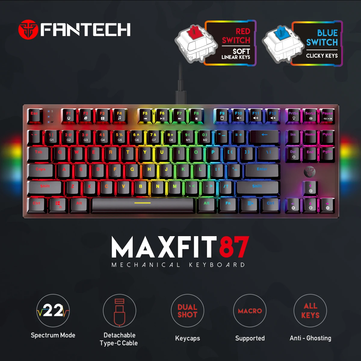 FANTECH Teclado mecánico con cable MK856 Original, Teclado ...