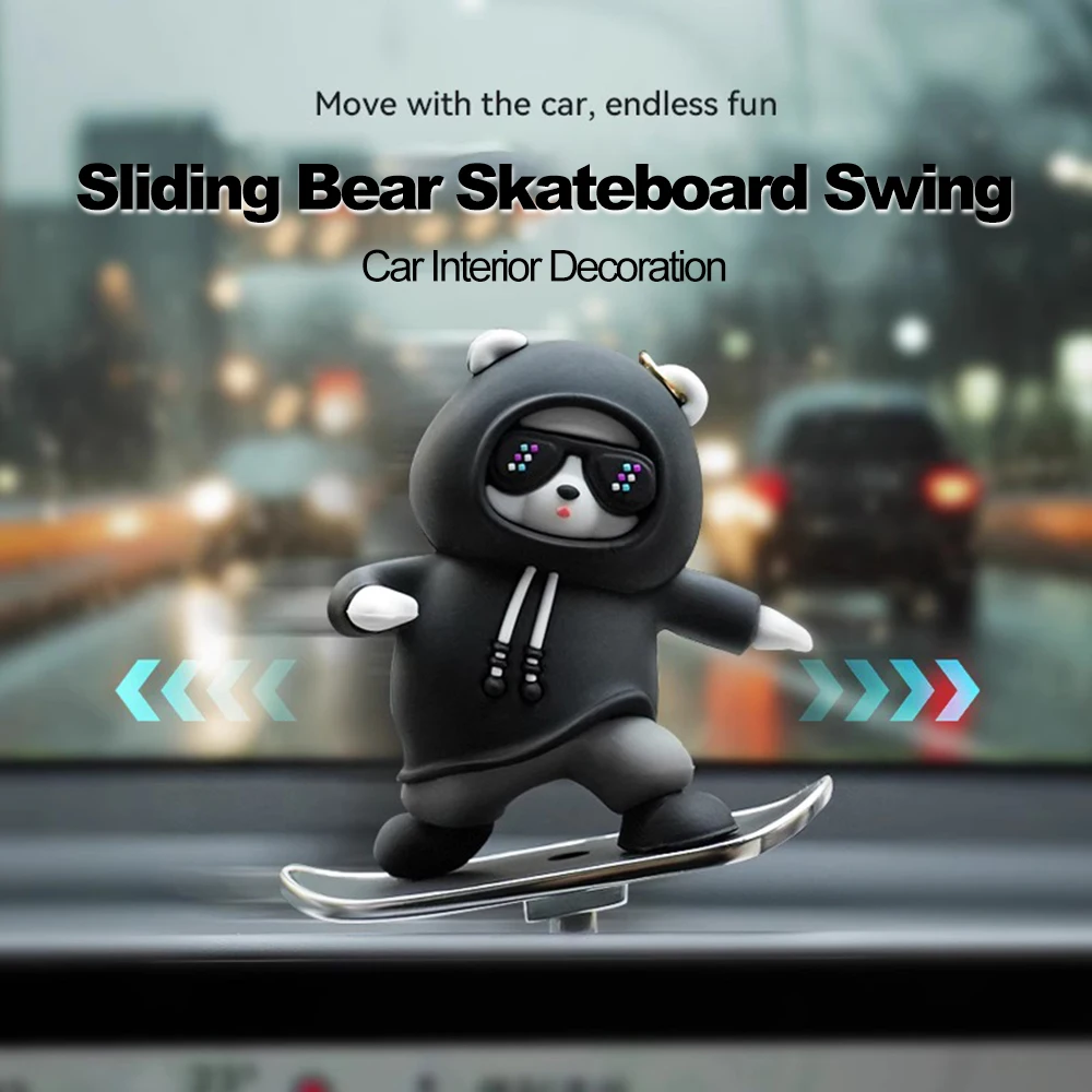 Car Center Console Ornaments Mini Sliding Bear Car Fragrance Decoration ...