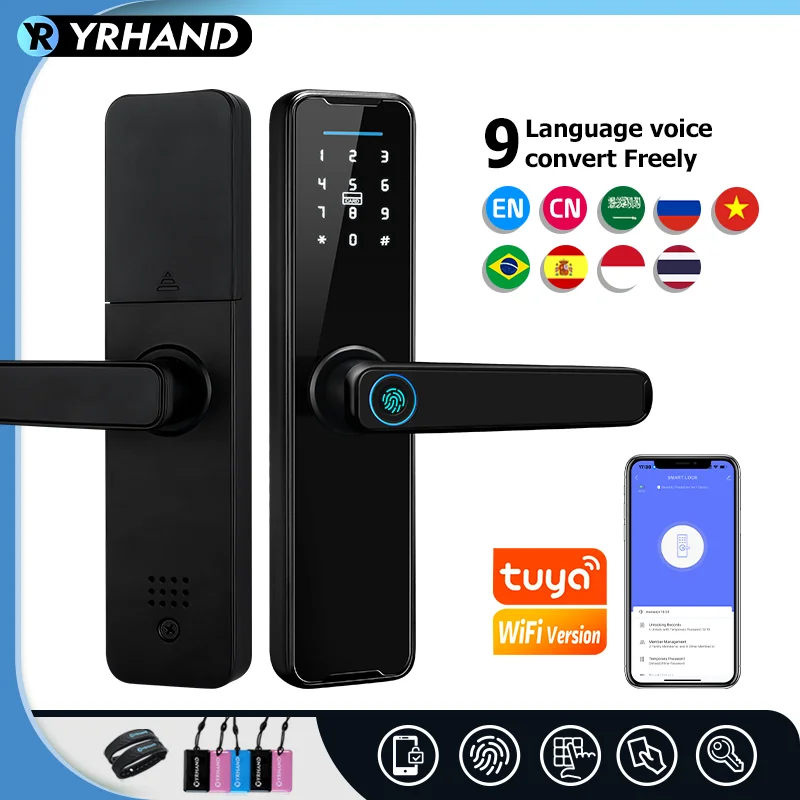 YRHAND-cerradura-inteligente-Biometric-Smart-Lock-Tuya-App-Remote-Unlocking-Keyless-Wifi-Lock ...